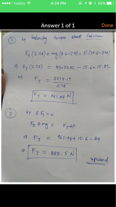 Solved Are you sure from the second step? I think mg + FT | Chegg.com