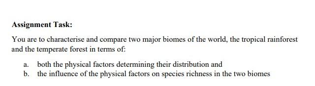 Solved Assignment Task: You are to characterise and compare | Chegg.com
