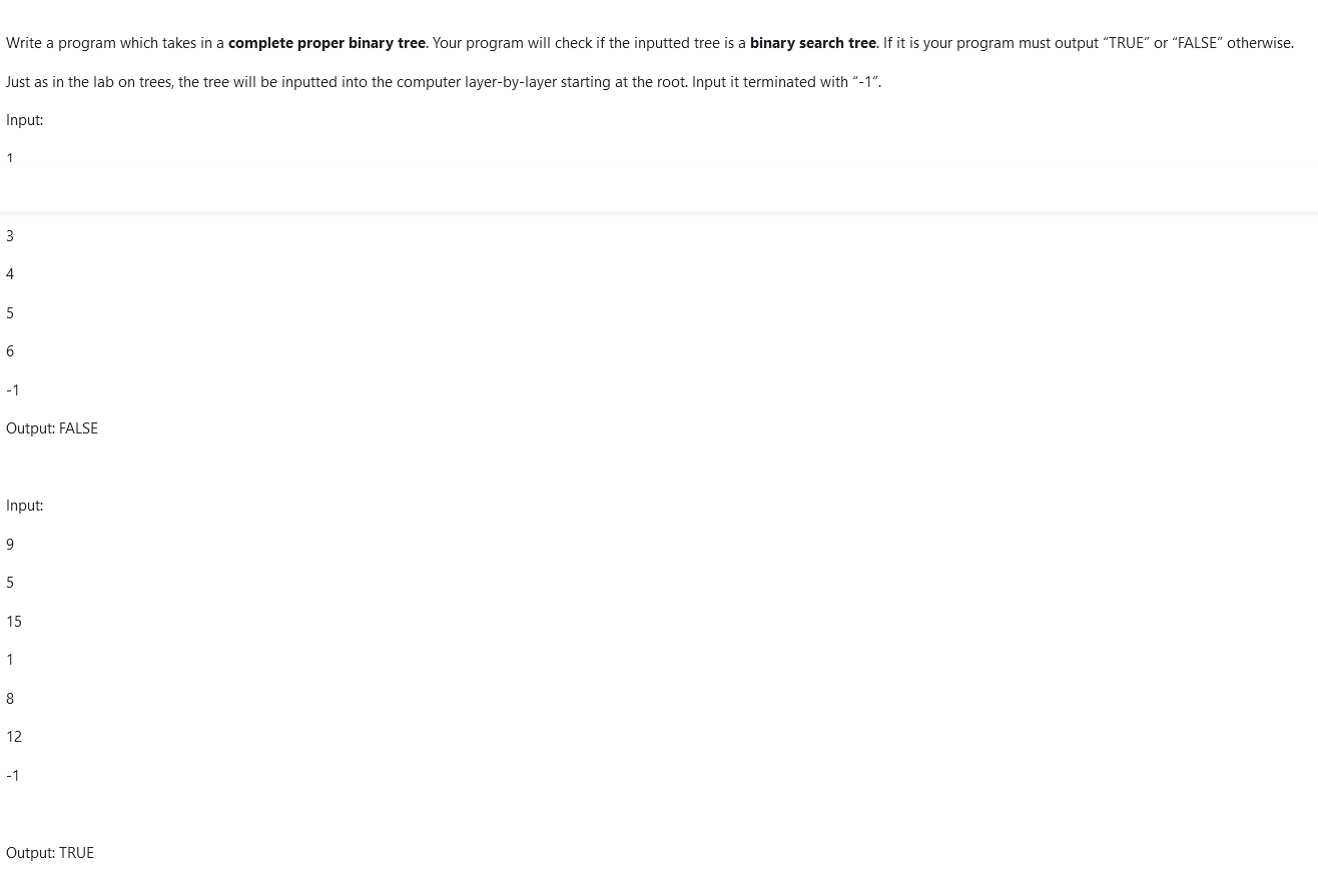 Solved Just as in the lab on trees, the tree will be | Chegg.com