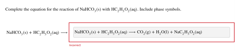 Solved Complete the equation for the reaction of NaHCO3 (s) | Chegg.com