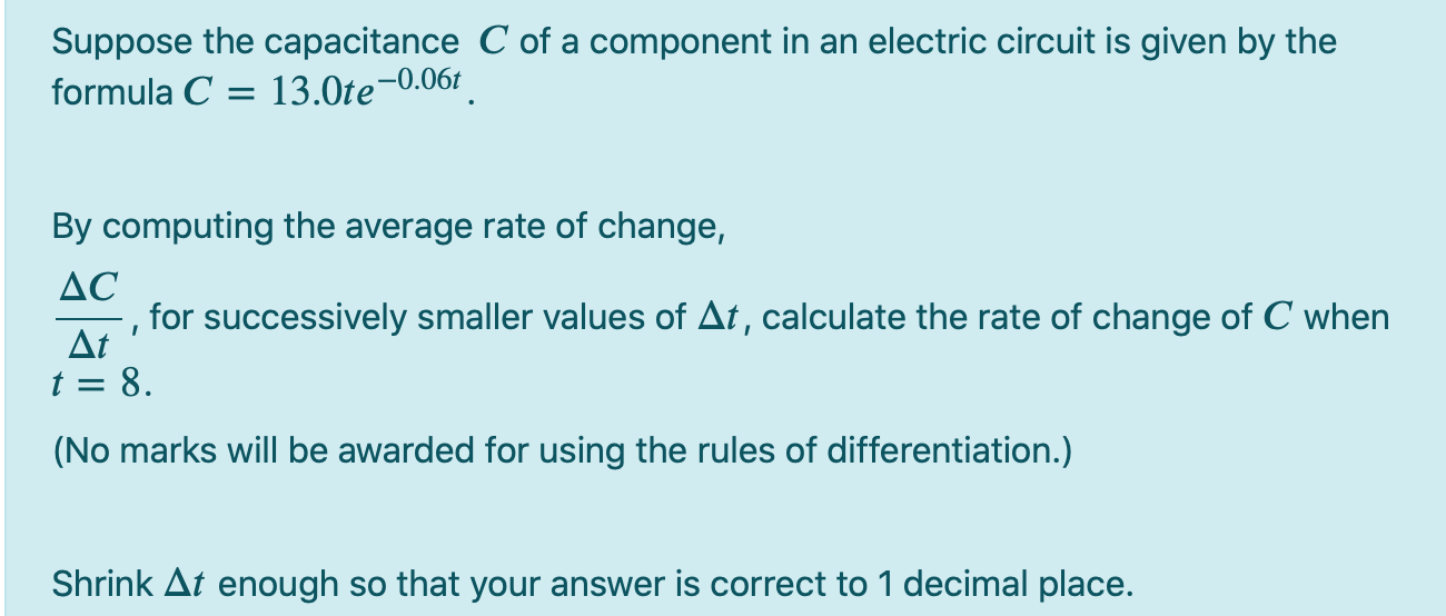 Solved Suppose the capacitance C of a component in an | Chegg.com