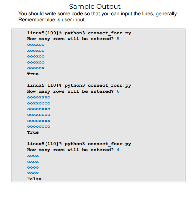 Solved Problem 3 - Connect Four Create a function def | Chegg.com