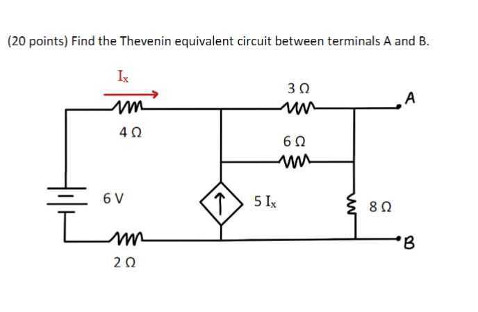 Solved (20 points) Find the Thevenin equivalent circuit | Chegg.com