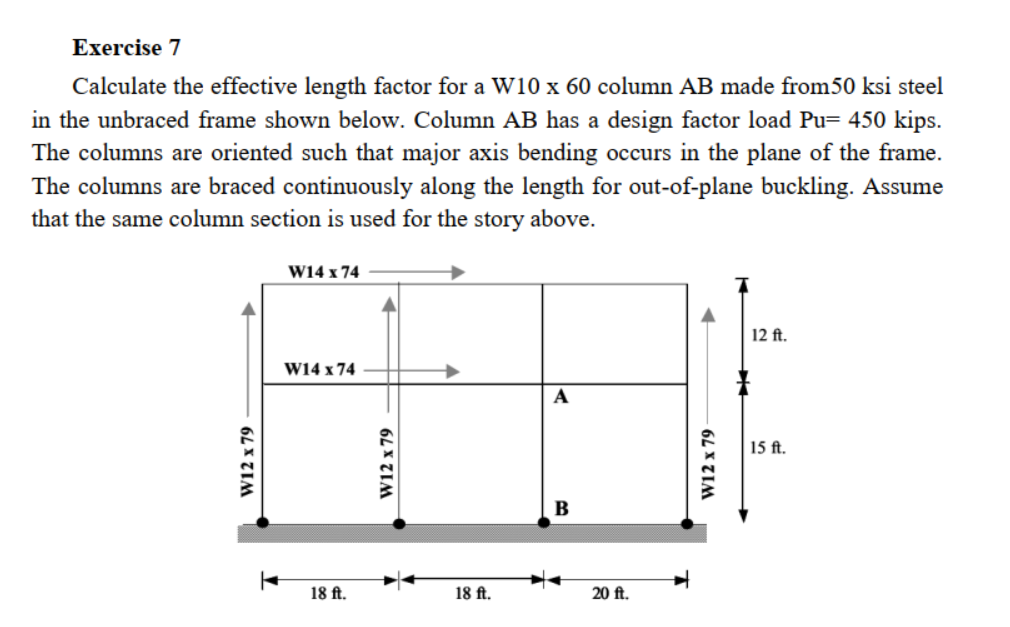 Solved Exercise 7 Calculate the effective length factor for | Chegg.com