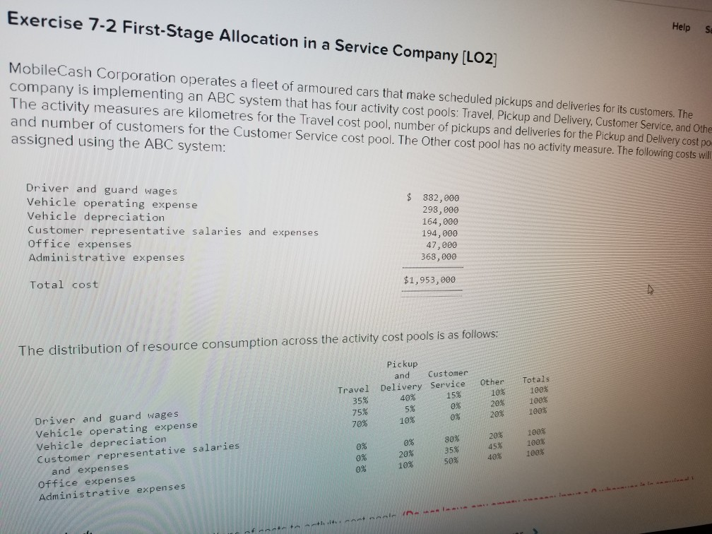 Solved Exercise 7-2 First-Stage Allocation in a Service | Chegg.com