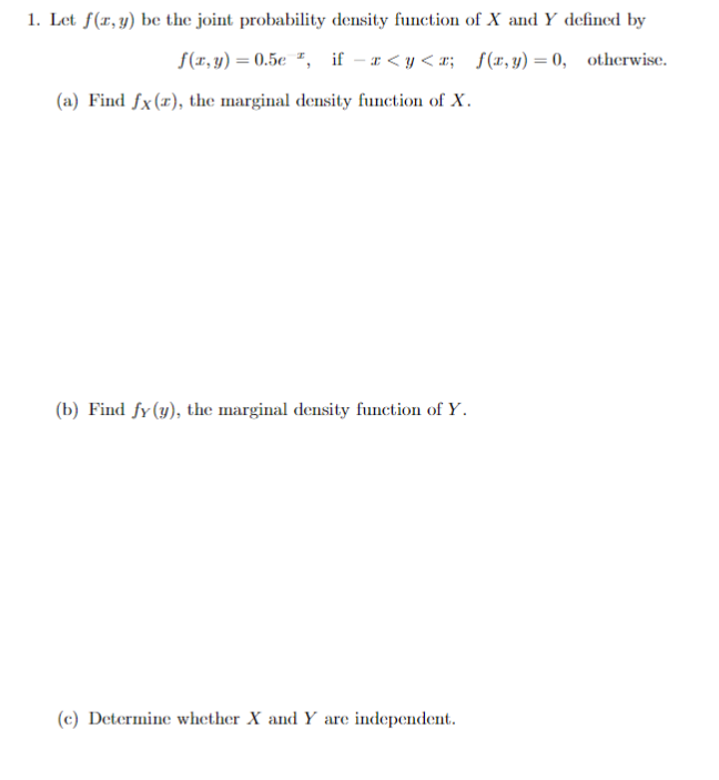 Solved 1. Let f(x,y) be the joint probability density | Chegg.com