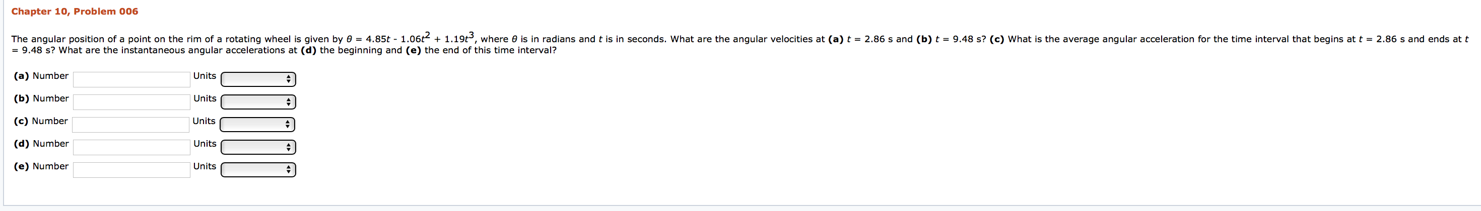 Solved Chapter 10, Problem 006 + The angular position of a | Chegg.com
