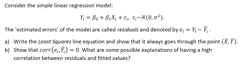 Consider the simple linear regression model: Y; = Bo | Chegg.com