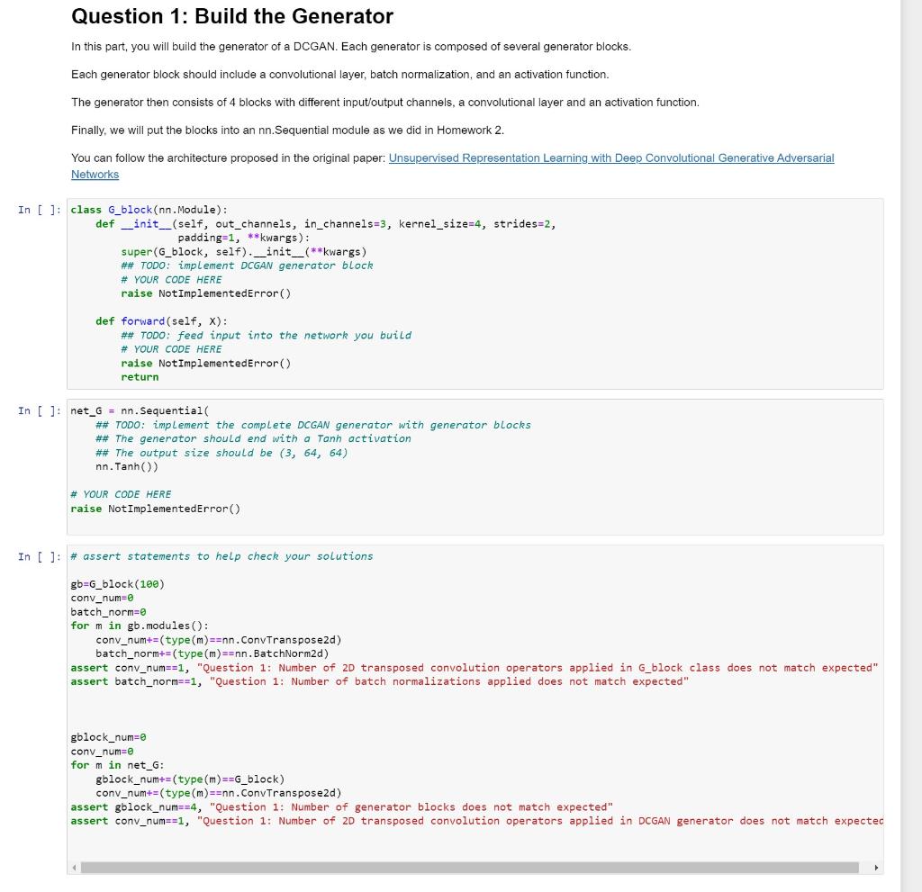 Solved Homework 4: Deep Convolutional Generative Adversarial | Chegg.com