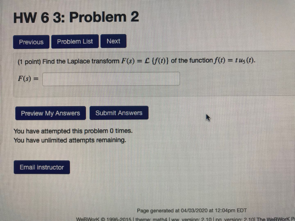 Solved HW 6 3: Problem 2 Previous Problem List Next (1 | Chegg.com