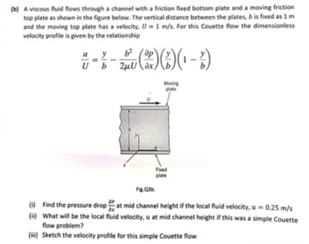 Solved a viscous fluid flows through a channel with a | Chegg.com