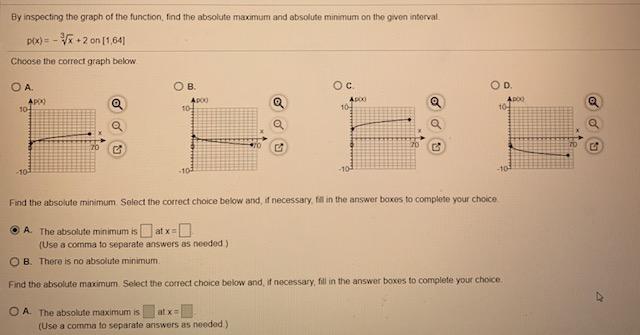 Solved By inspecting the graph of the function, find the | Chegg.com