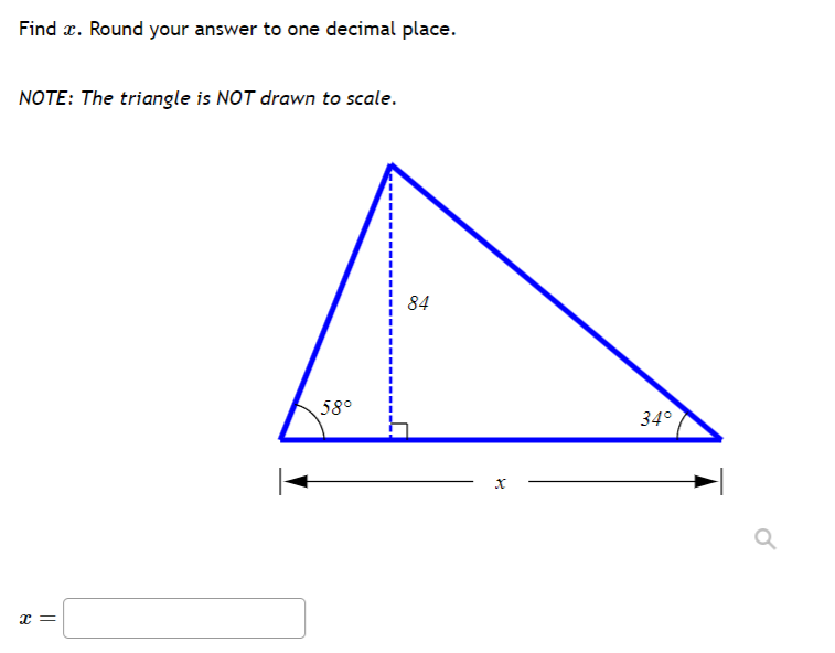 Solved Find x. ﻿Round your answer to one decimal place.NOTE: | Chegg.com