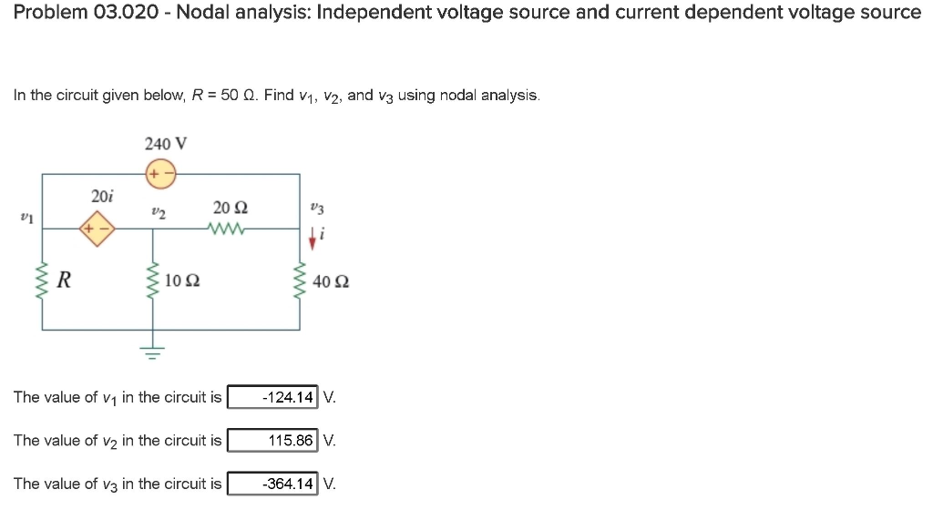 Solved Problem 03.020 - Nodal analysis: Independent voltage | Chegg.com