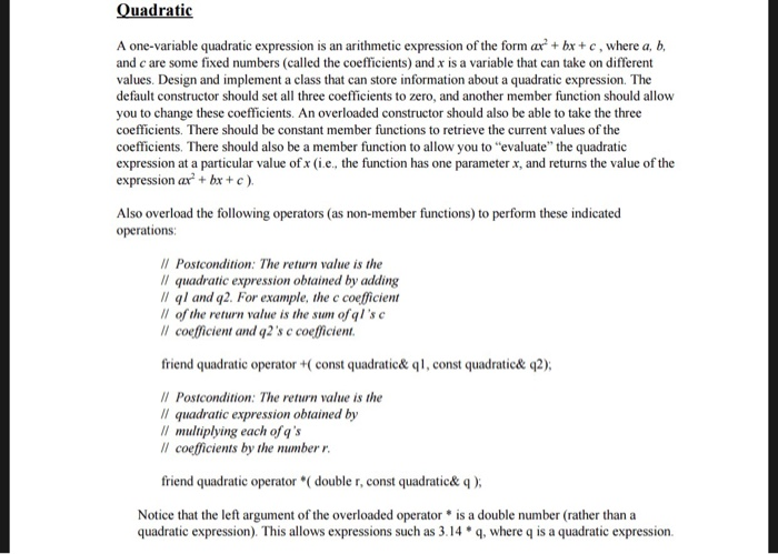 Solved A One Variable Quadratic Expression Is An Arithmetic