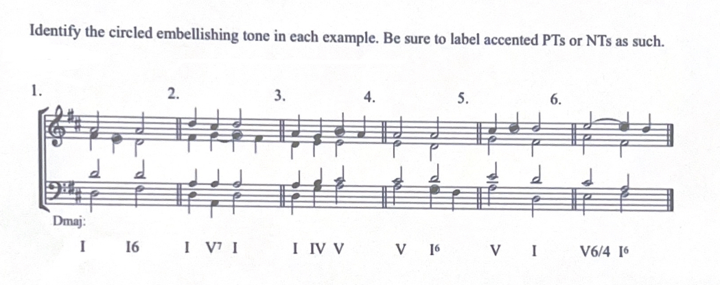 Identify embellishing tones in the example.What | Chegg.com