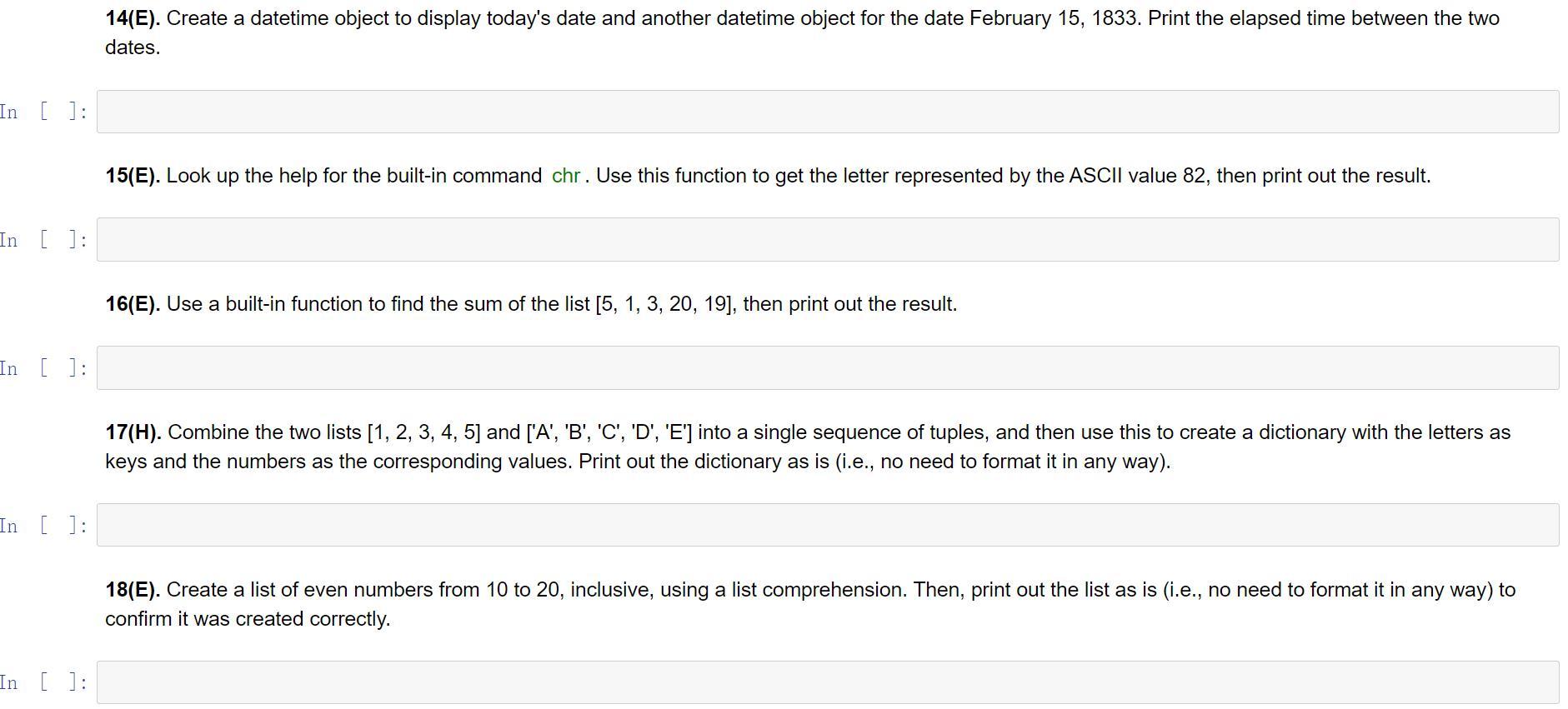 Solved 14(E). Create a datetime object to display today's | Chegg.com