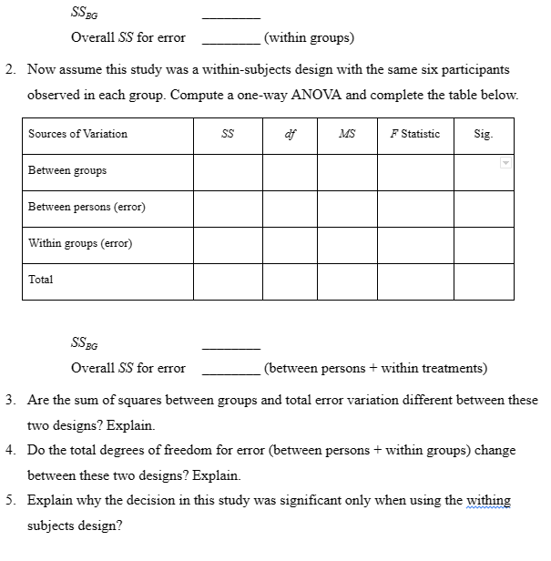 Solved Making Sense of Sources of Variation Exercise In this | Chegg.com