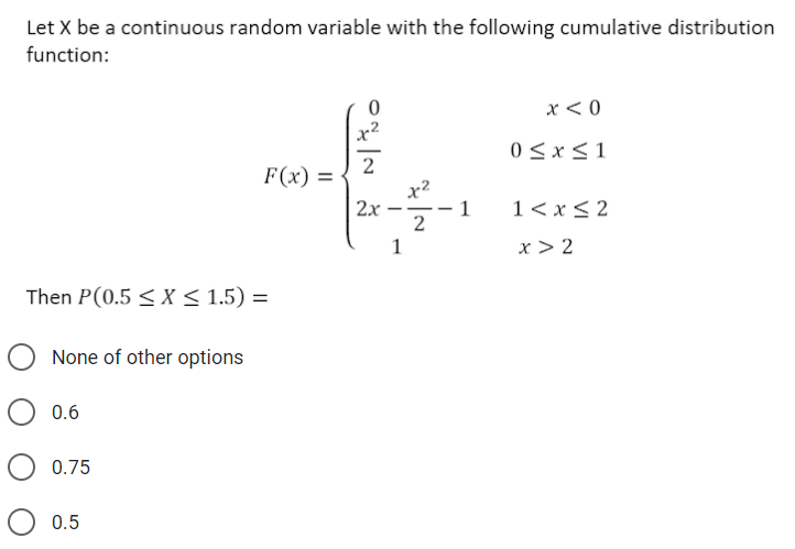Solved Let X be a continuous random variable with the | Chegg.com