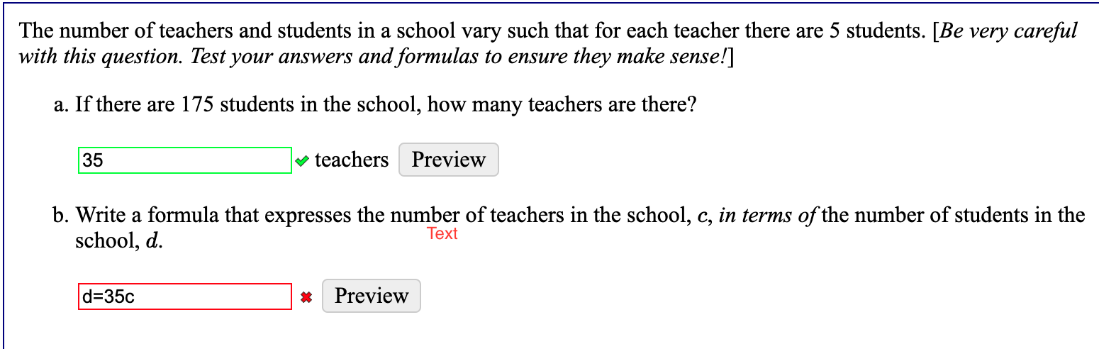 Solved The number of teachers and students in a school vary | Chegg.com