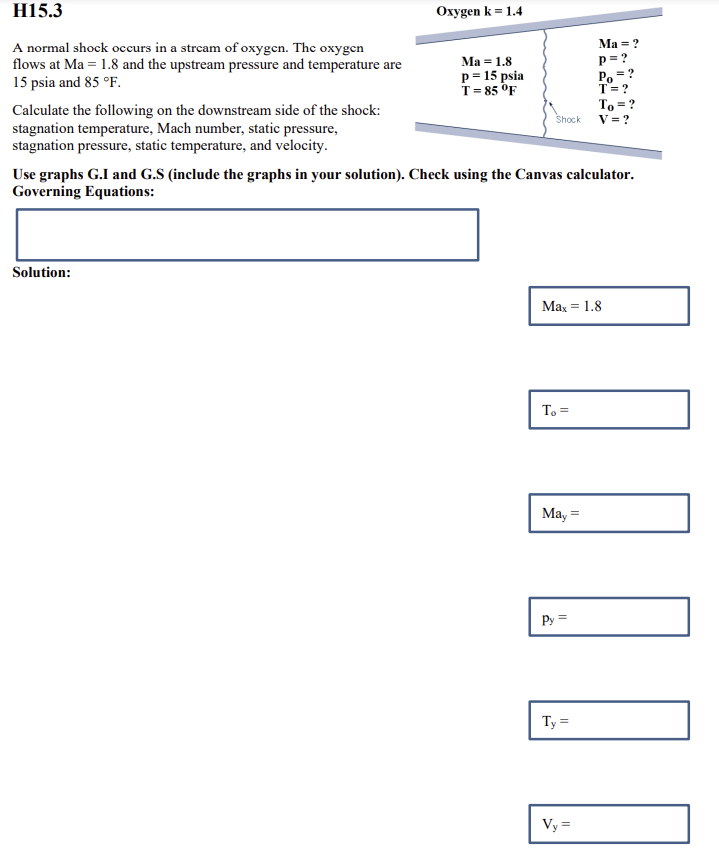 Solved H15.3 A normal shock occurs in a stream of oxygen. | Chegg.com