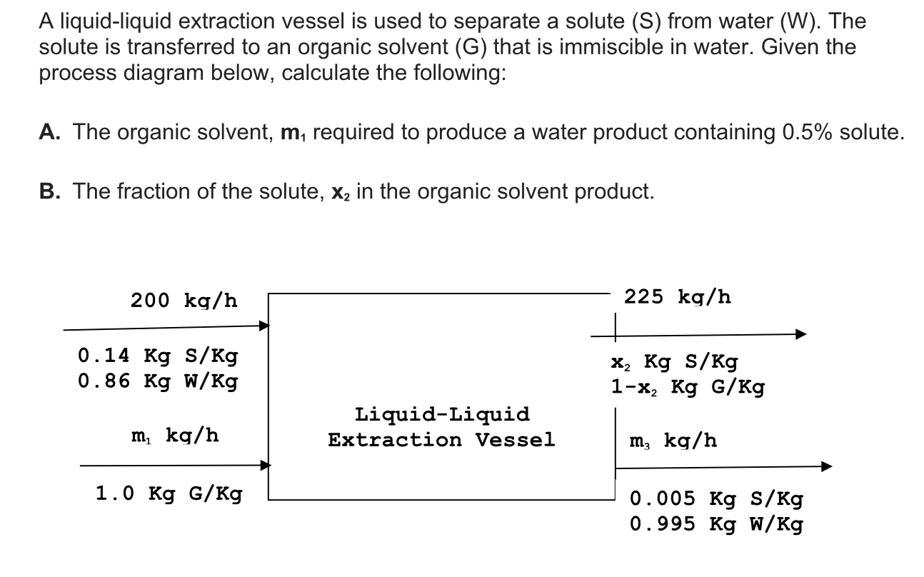 Solved A liquid-liquid extraction vessel is used to separate | Chegg.com