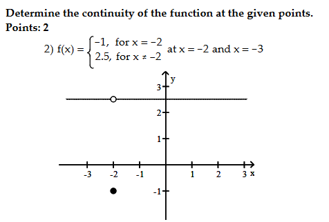 Solved Determine the continuity of the function at the given | Chegg.com