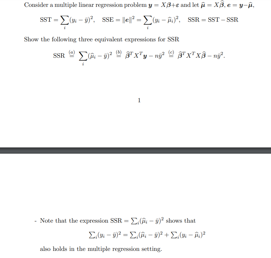 Solved Consider a multiple linear regression problem y = | Chegg.com