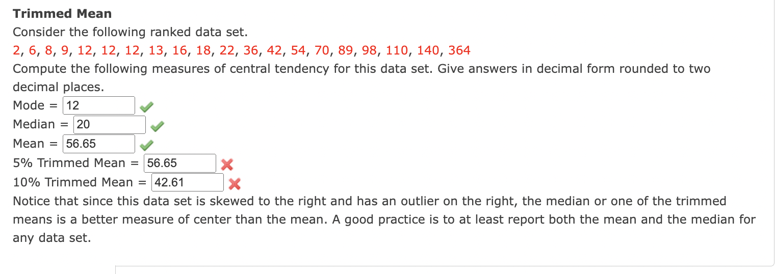 Trimmed Mean Consider the following ranked data set. | Chegg.com