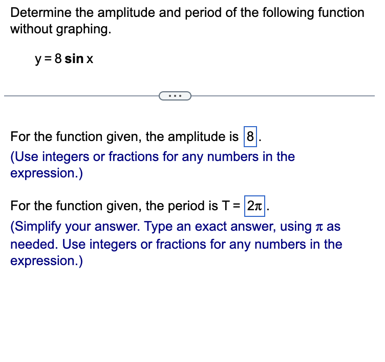 Solved Determine the amplitude and period of the following | Chegg.com