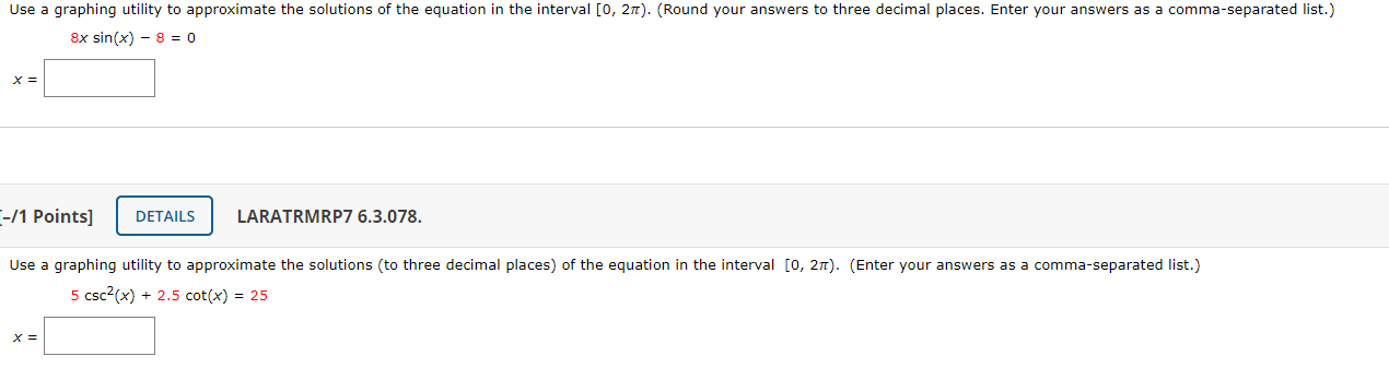 Solved Use a graphing utility to approximate the solutions | Chegg.com