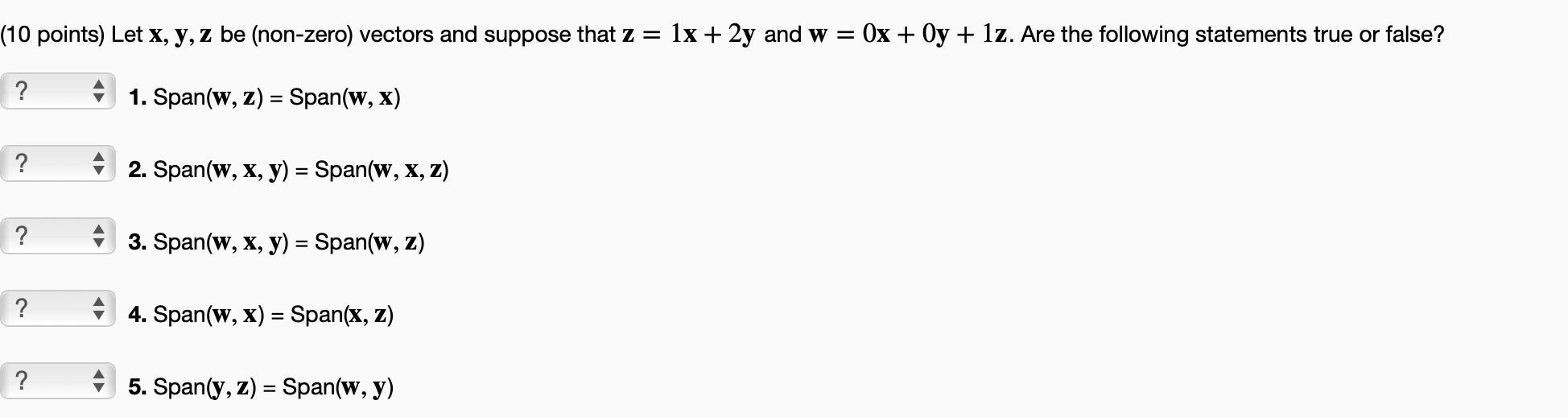 Solved (10 points) Let x,y,z be (non-zero) vectors and | Chegg.com