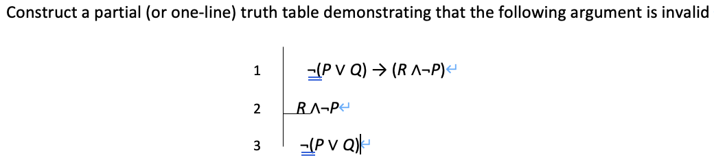 Solved Construct a partial (or one-line) truth table | Chegg.com