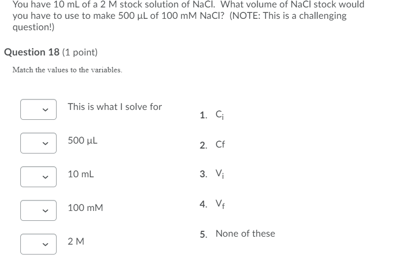 Solved You have 10 mL of a 2 M stock solution of NaCl. What | Chegg.com