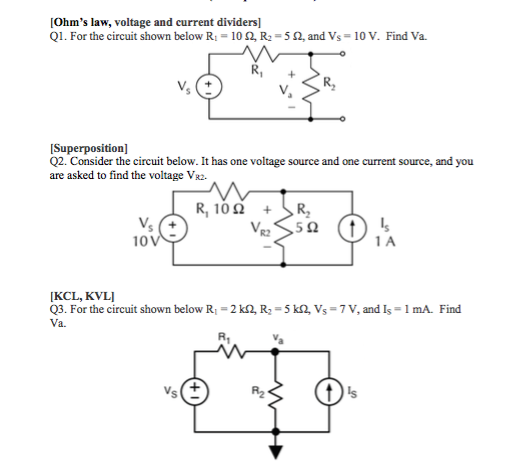 Solved Ohm's law, voltage and current dividers] QI . For the | Chegg.com