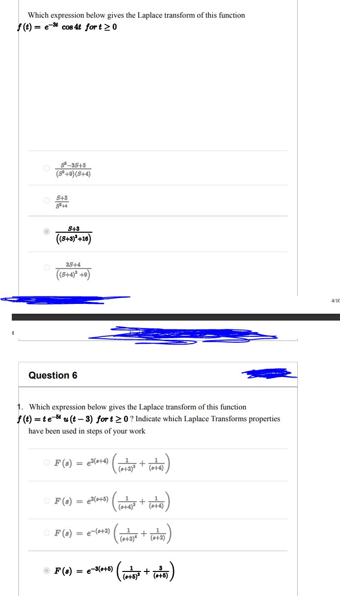 Solved Which expression below gives the Laplace transform of | Chegg.com