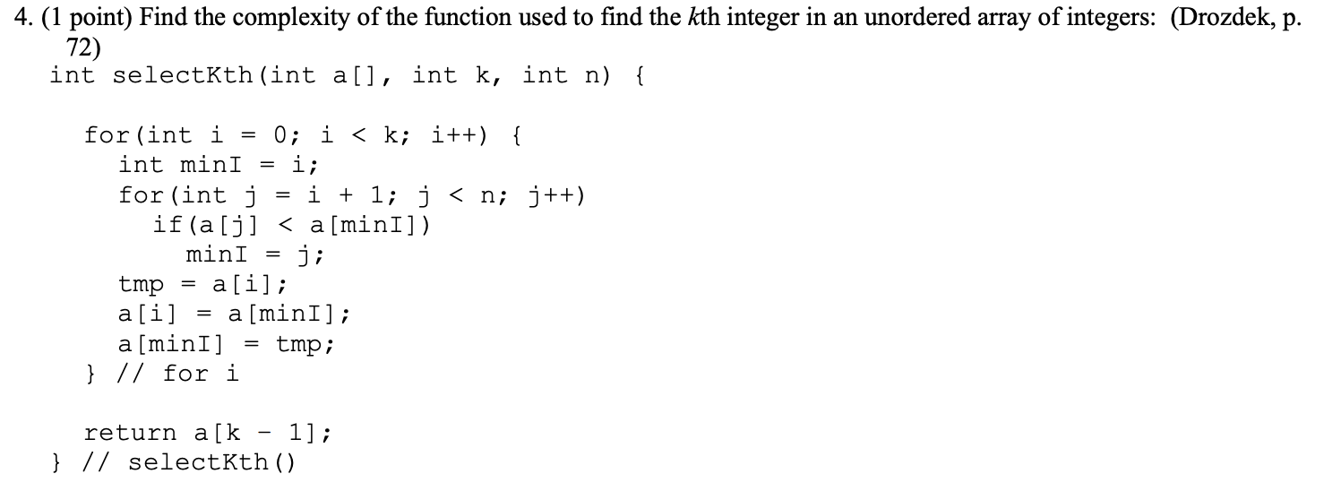 Solved 4. (1 point) Find the complexity of the function used | Chegg.com