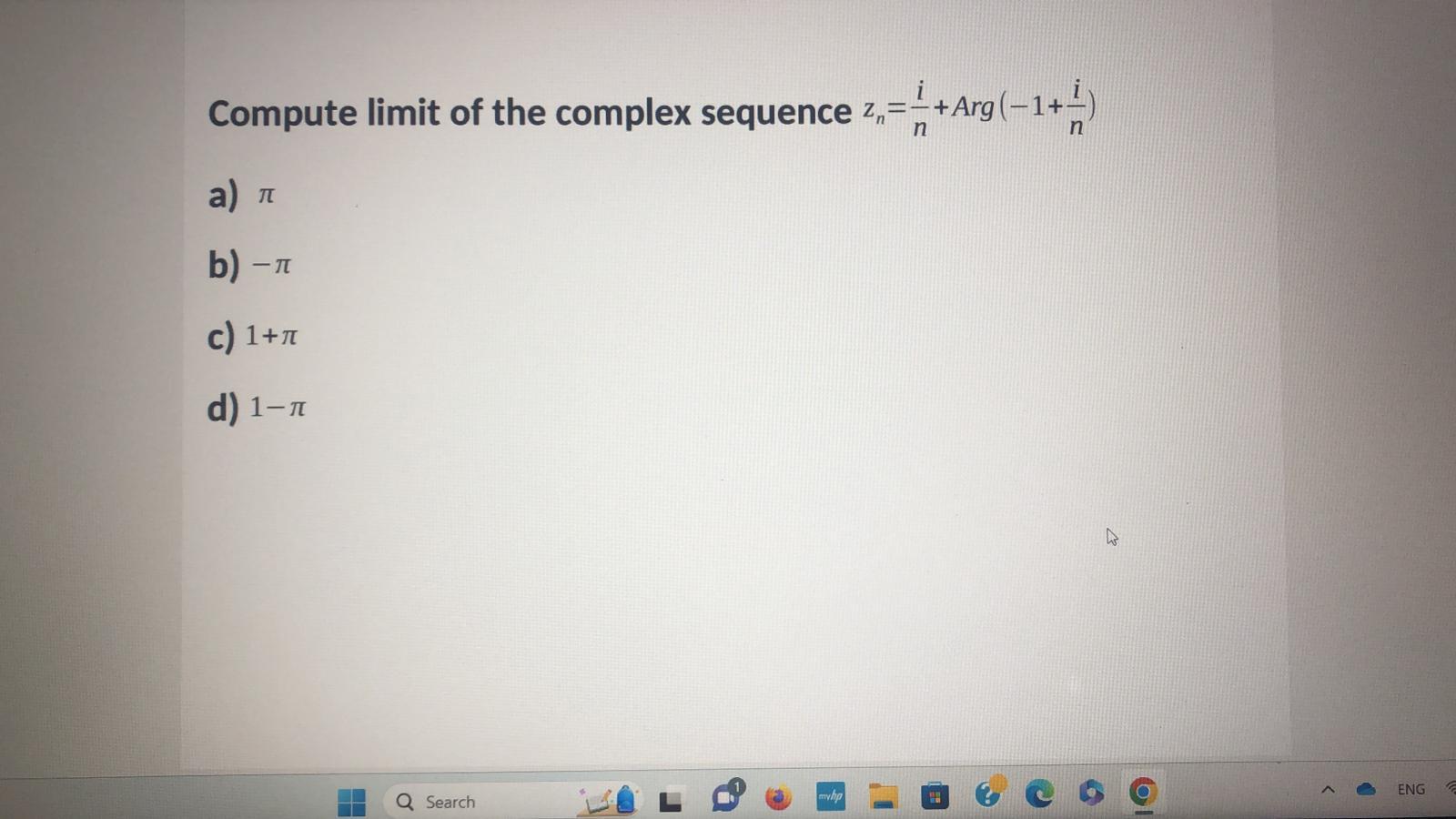 Compute limit of the complex sequence | Chegg.com