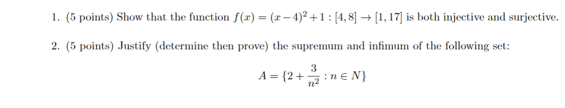 Solved 1. (5 points) Show that the function | Chegg.com
