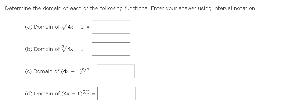 Solved Determine the domain of each of the following | Chegg.com