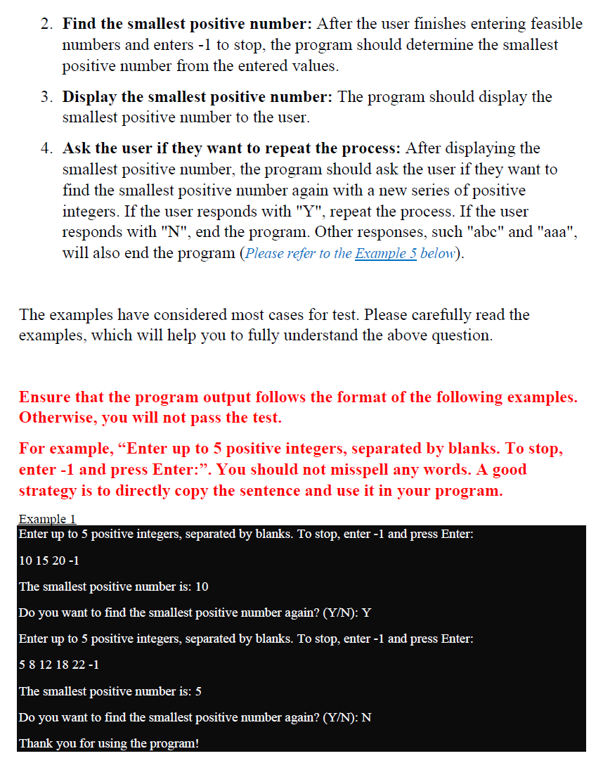Solved Example 2 Enter up to 5 positive integers, separated | Chegg.com