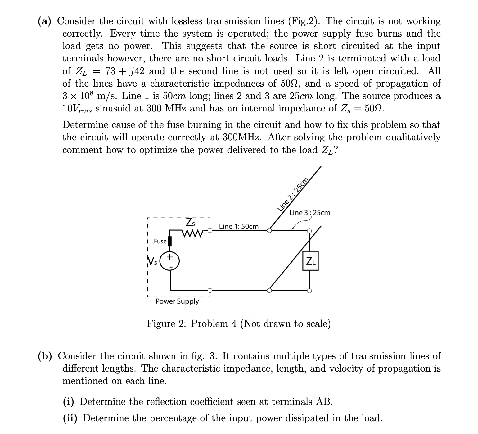 Solved A Consider The Circuit With Lossless Transmission