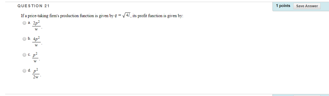 Solved If a price-taking firm's production function is | Chegg.com