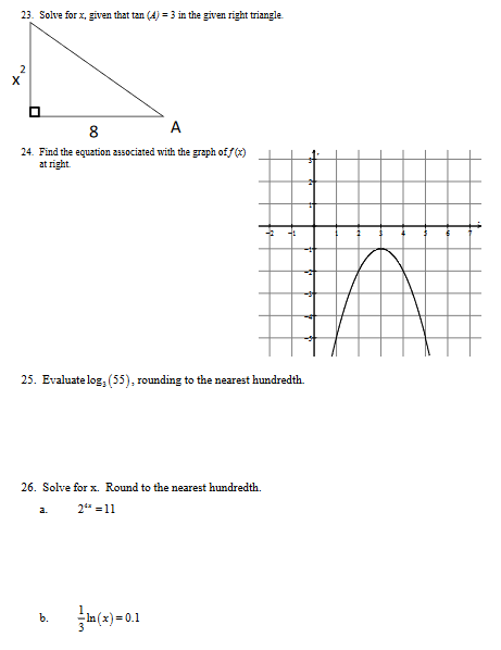 Solved 23. Solve for X, given that tan (4) = 3 in the given | Chegg.com
