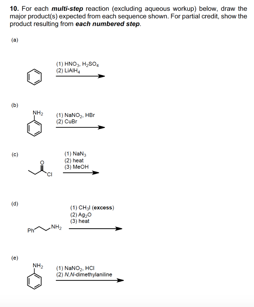 Solved 10. For each multi-step reaction (excluding aqueous | Chegg.com
