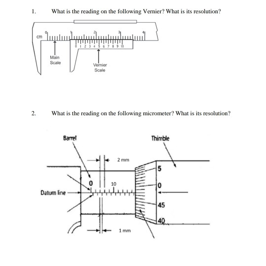 Solved on the following Vernier? What is its resolution? | Chegg.com