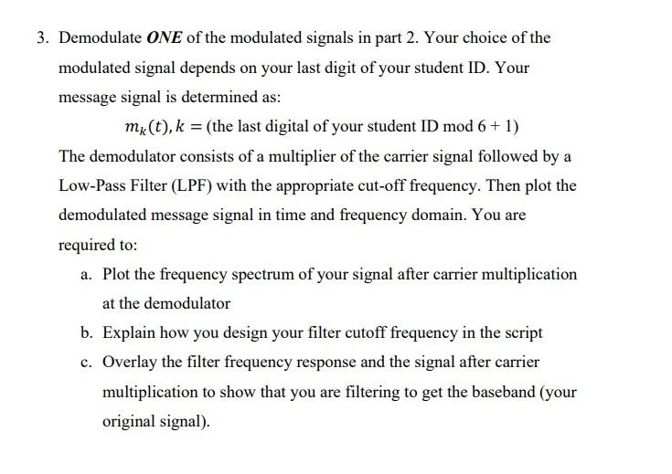 Solved 1. Plot the following message signals mk(t), k € | Chegg.com