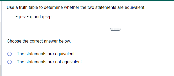 Solved Use a truth table to determine whether the two | Chegg.com