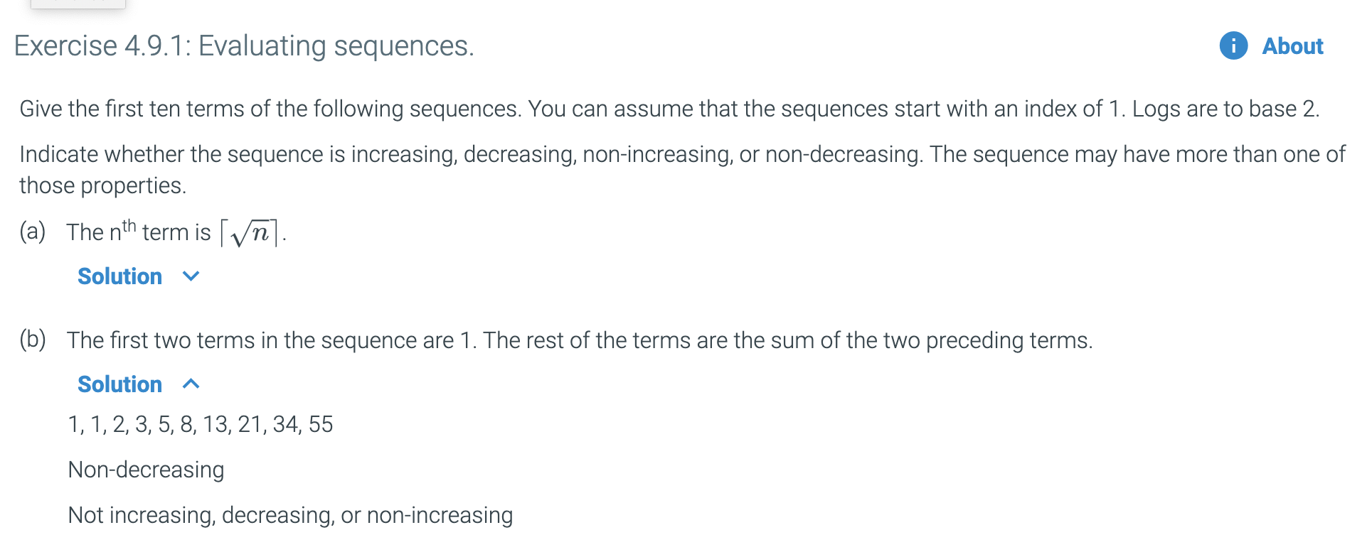 Solved Exercise 491 Evaluating Sequences 0 About Give