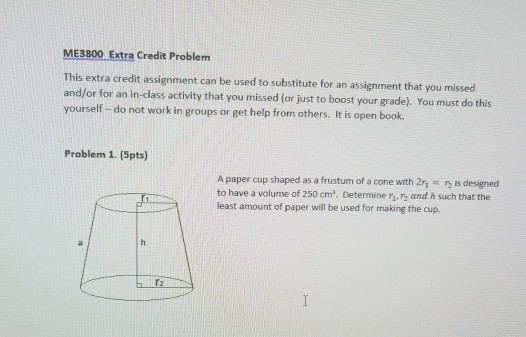 ME3800 Extra Credit Problem This extra credit | Chegg.com